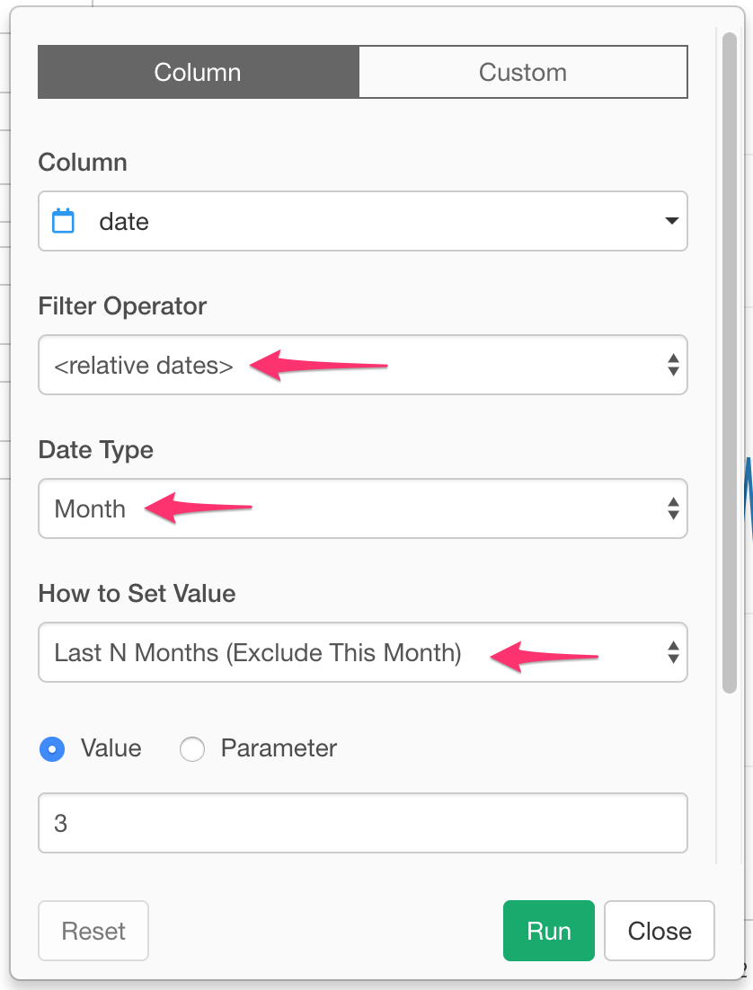 Data Filter with relative dates operator