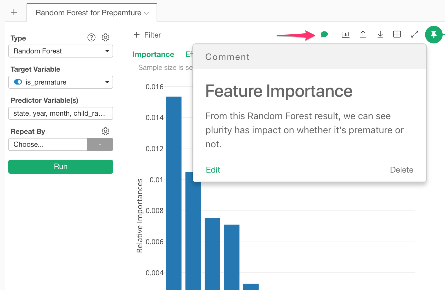 Also, if you mouse over the Analytics tab, you can check your comment ...