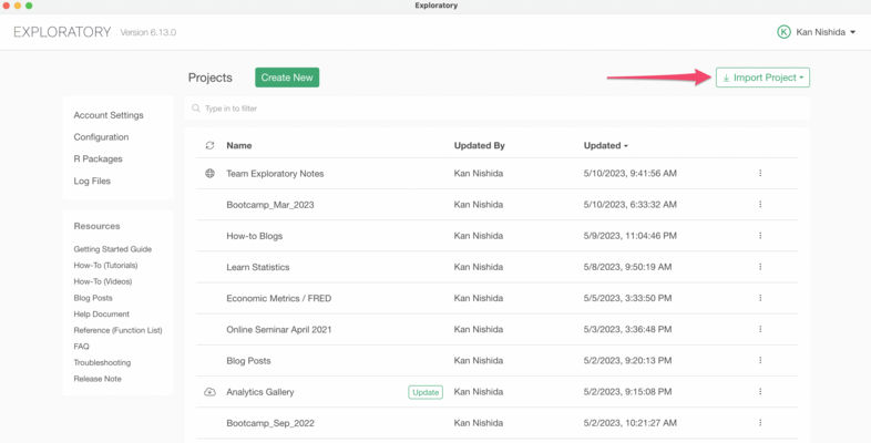 How to Import Projects in Exploratory Desktop How to Import Projects in Exploratory Desktop
