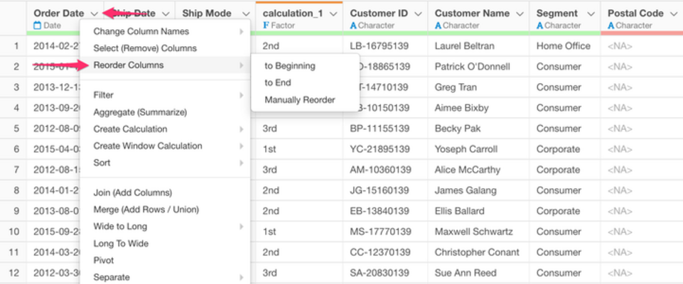 How to Reorder Columns