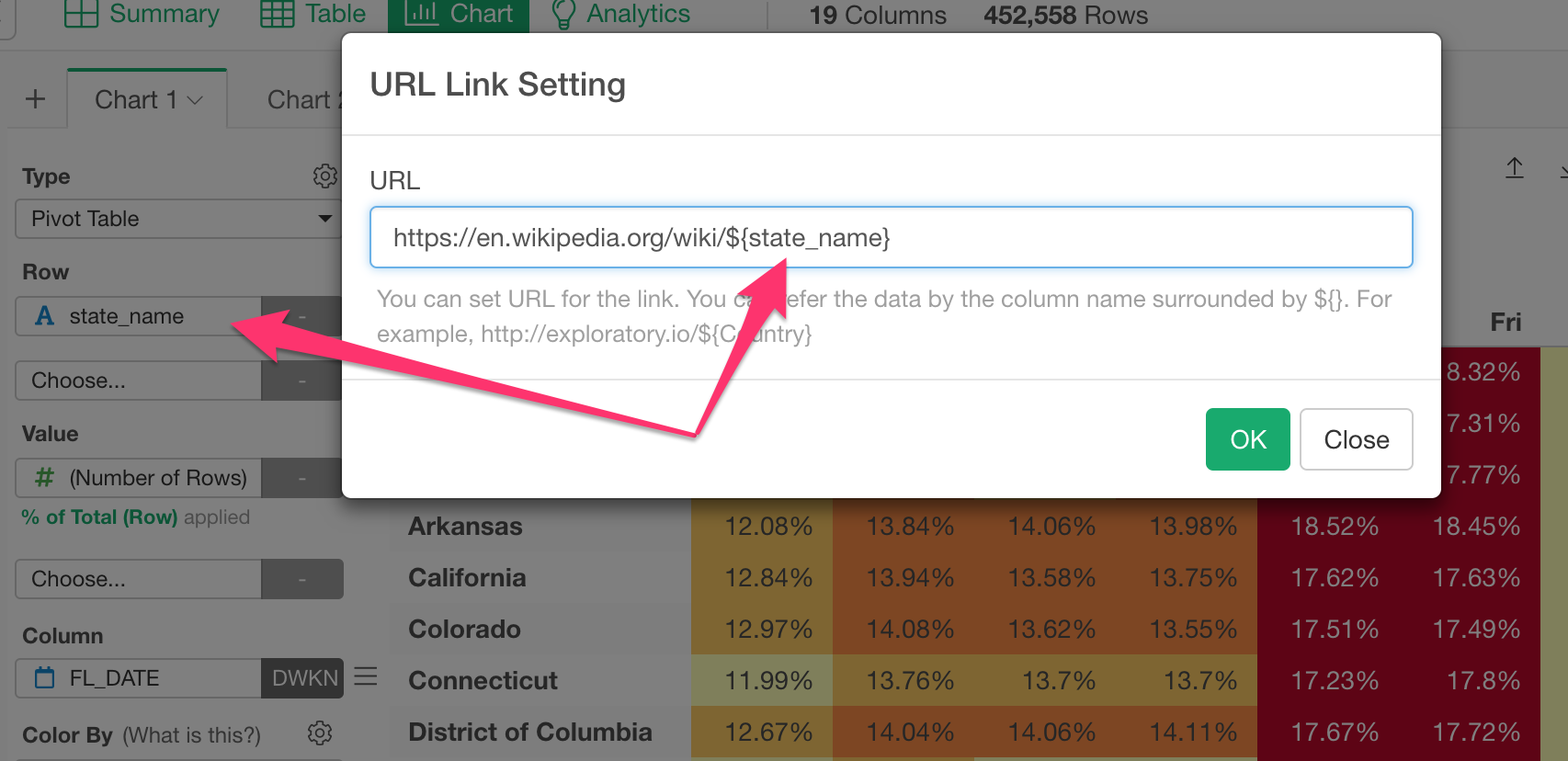 If You Want A Part Of The URL Text To Be Dynamically Replaced With A Value Of Each Column And or 